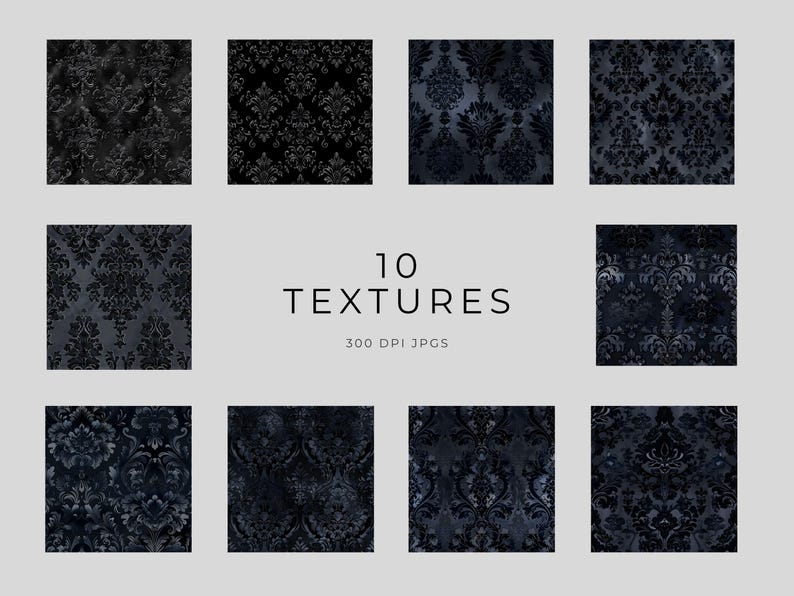 Black Damask Backgrounds | High-res Digital Papers - Elegant Patterns ...