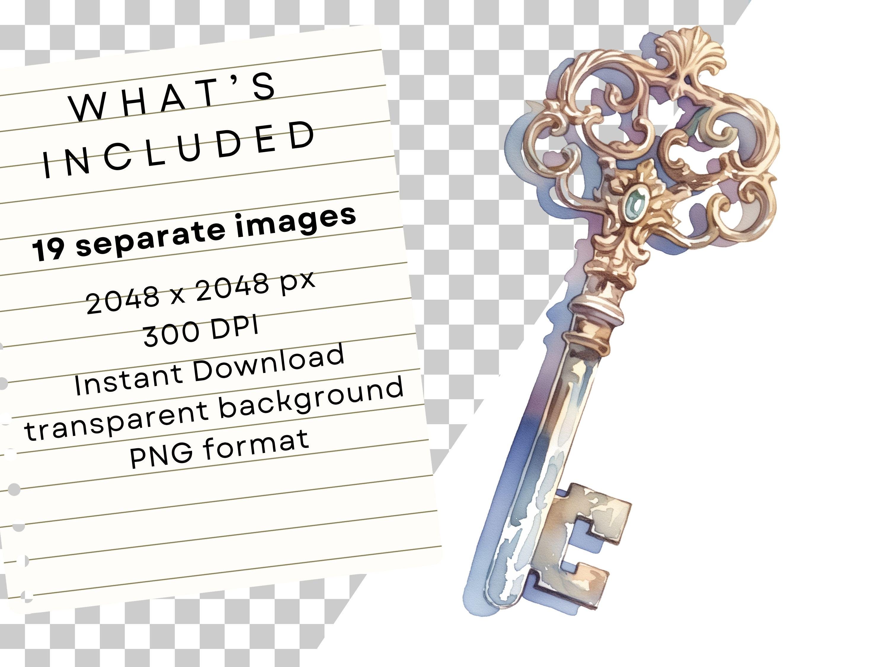 Vintage Keys Clipart Collection, Ornate Antique Key Illustrations ...