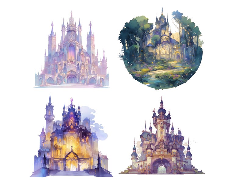 Fantasy Castle Clipart - Magical Castle Illustrations - Fairy Tale ...