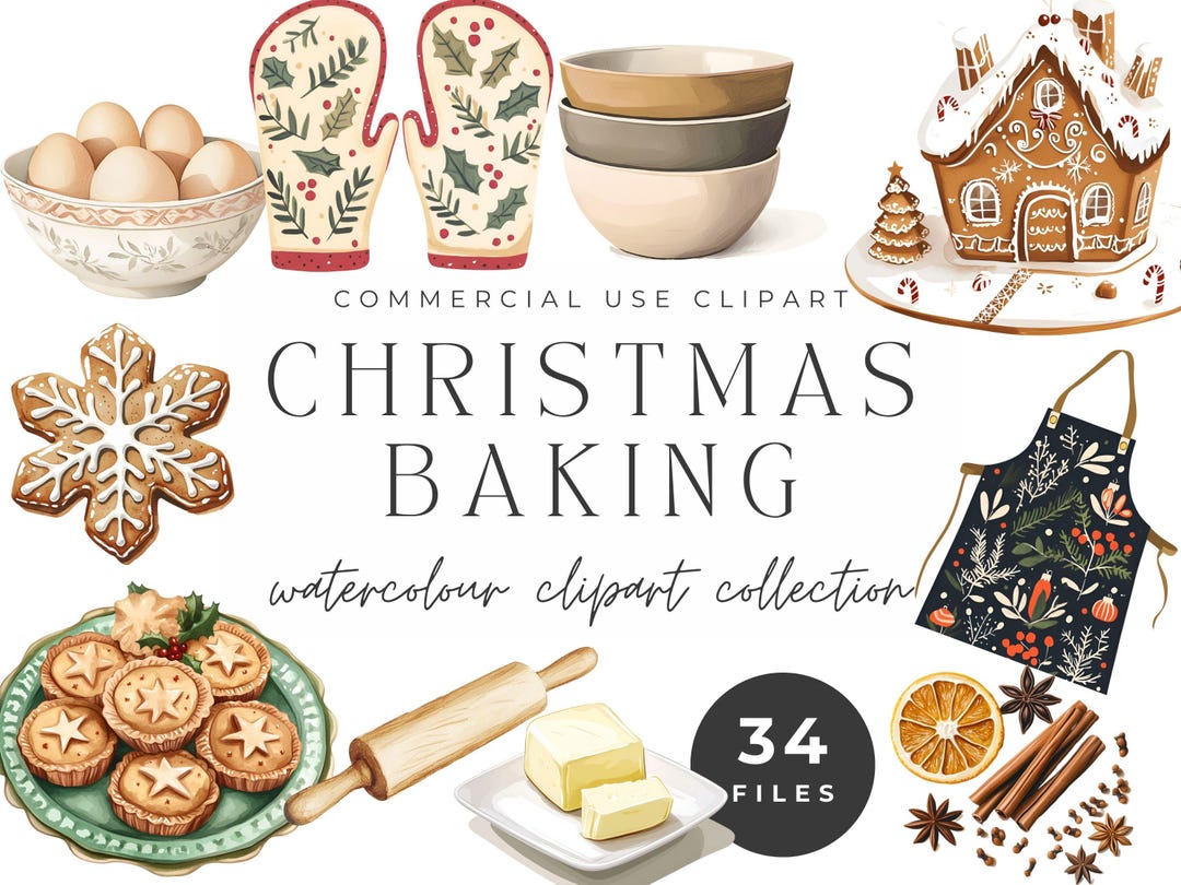 Christmas Baking Clipart Collection - Watercolor Kitchen and Bakery ...