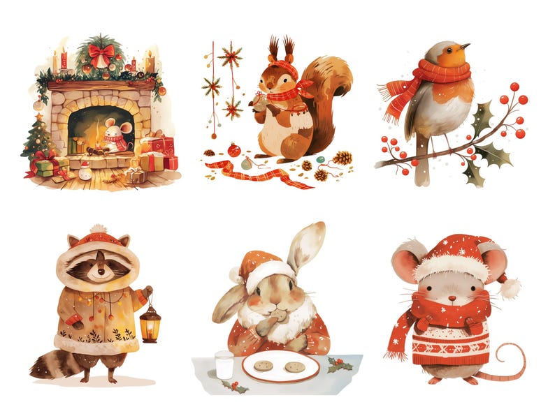 Cute Christmas Animals Clipart Set – Woodland Christmas, Forest Friends ...