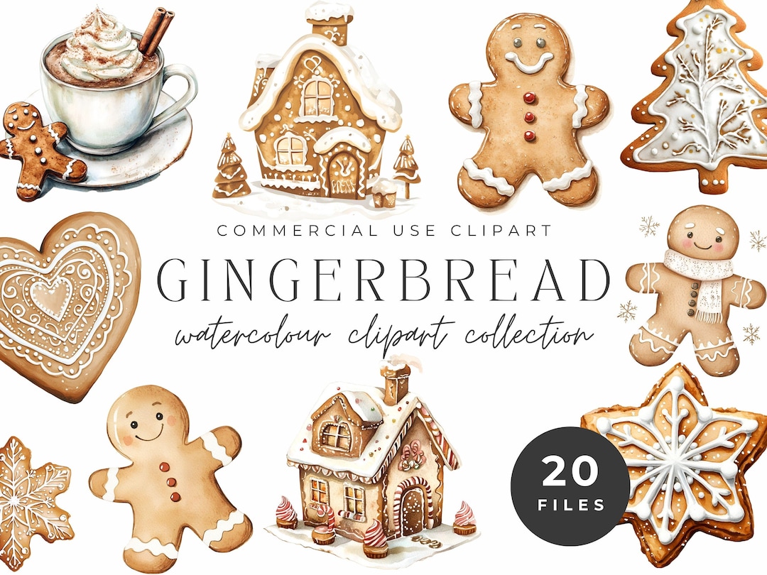 Gingerbread Cookie Clipart - Christmas Watercolor Illustrations ...