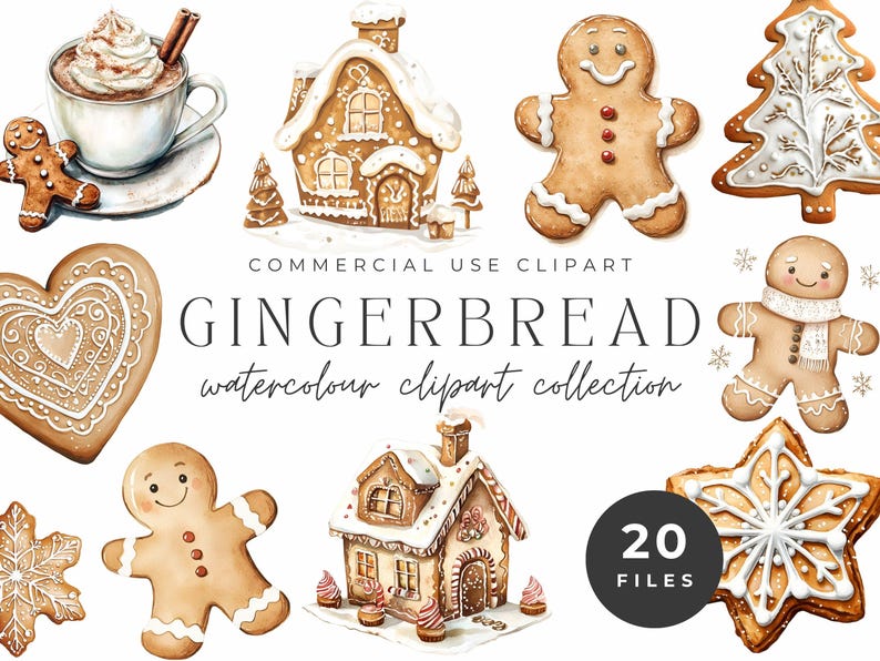 Gingerbread Cookie Clipart - Christmas Watercolor Illustrations ...