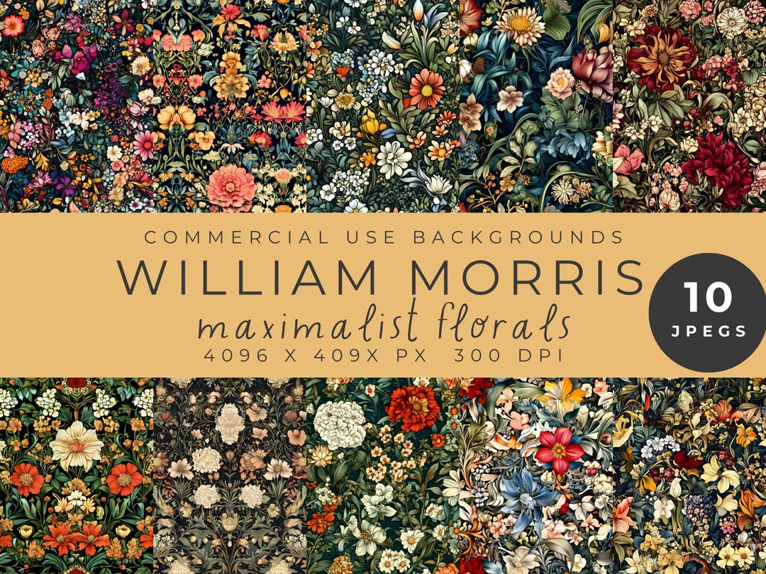 William Morris Maximalist Florals Background Collection - Floral ...