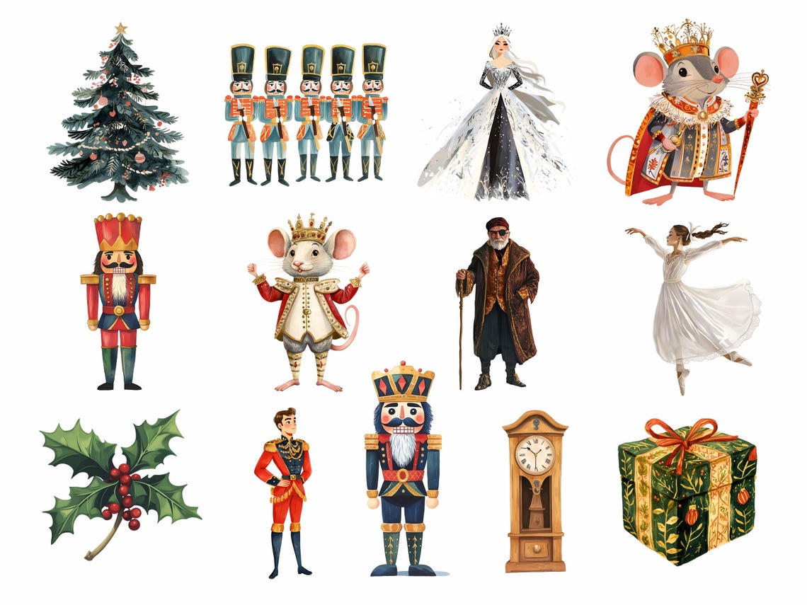 Nutcracker Clipart Collection - Watercolor Christmas Characters ...