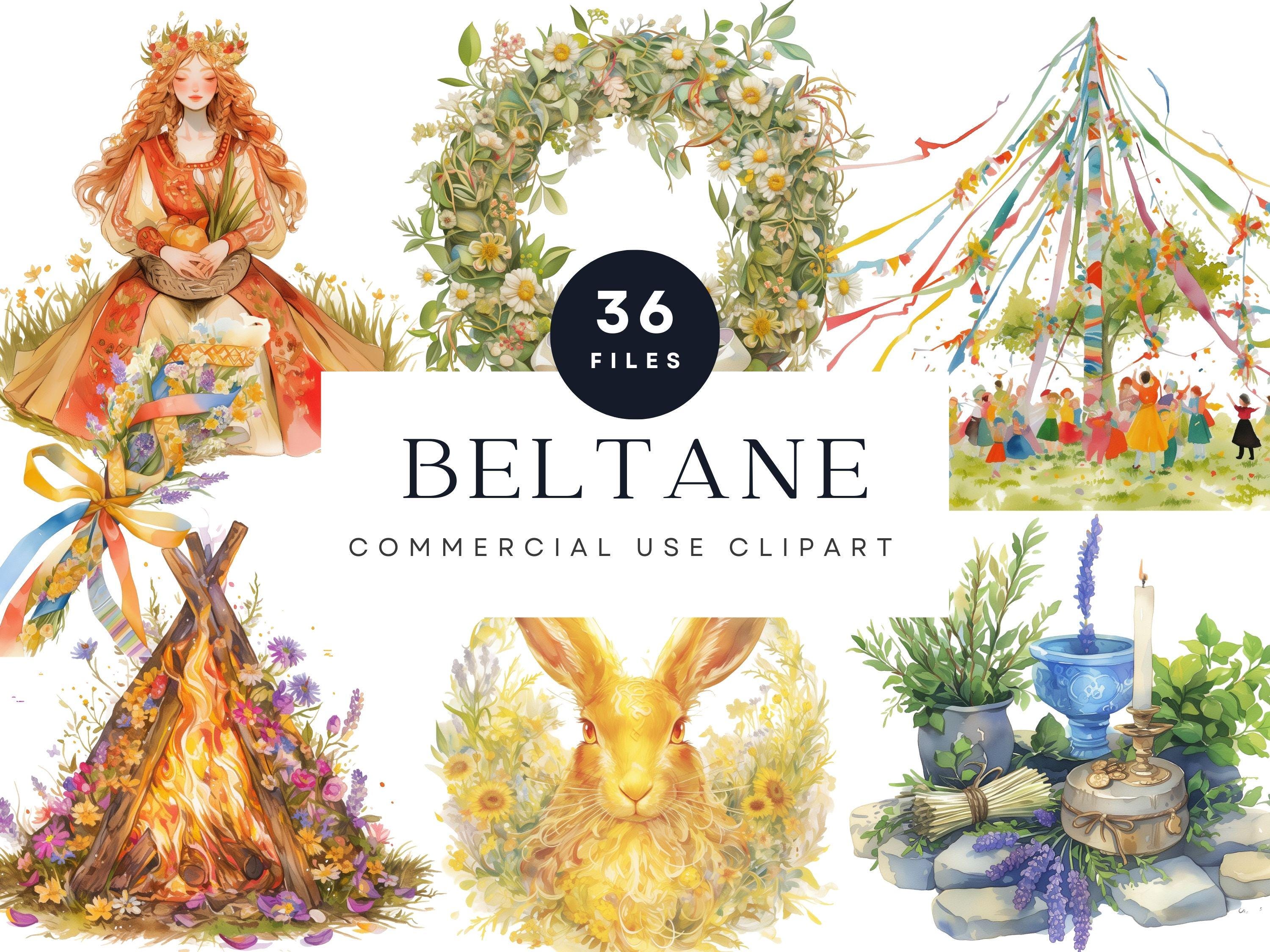 Beltane Clipart, Digital Art, Pagan Holiday, Celtic Wheel of the Year ...