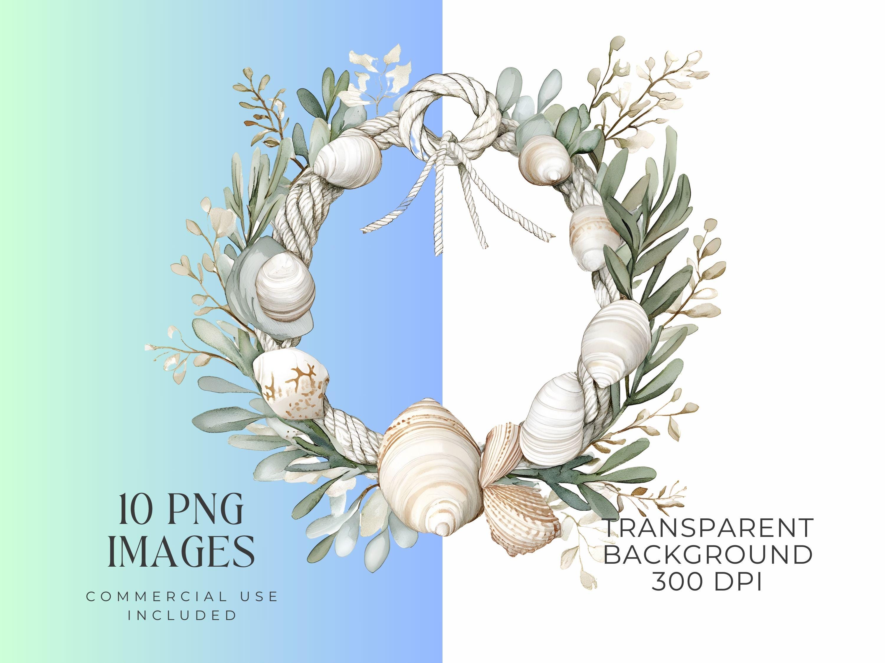 Coastal Christmas Wreaths Clipart | Watercolour Beach Clipart, Digital ...
