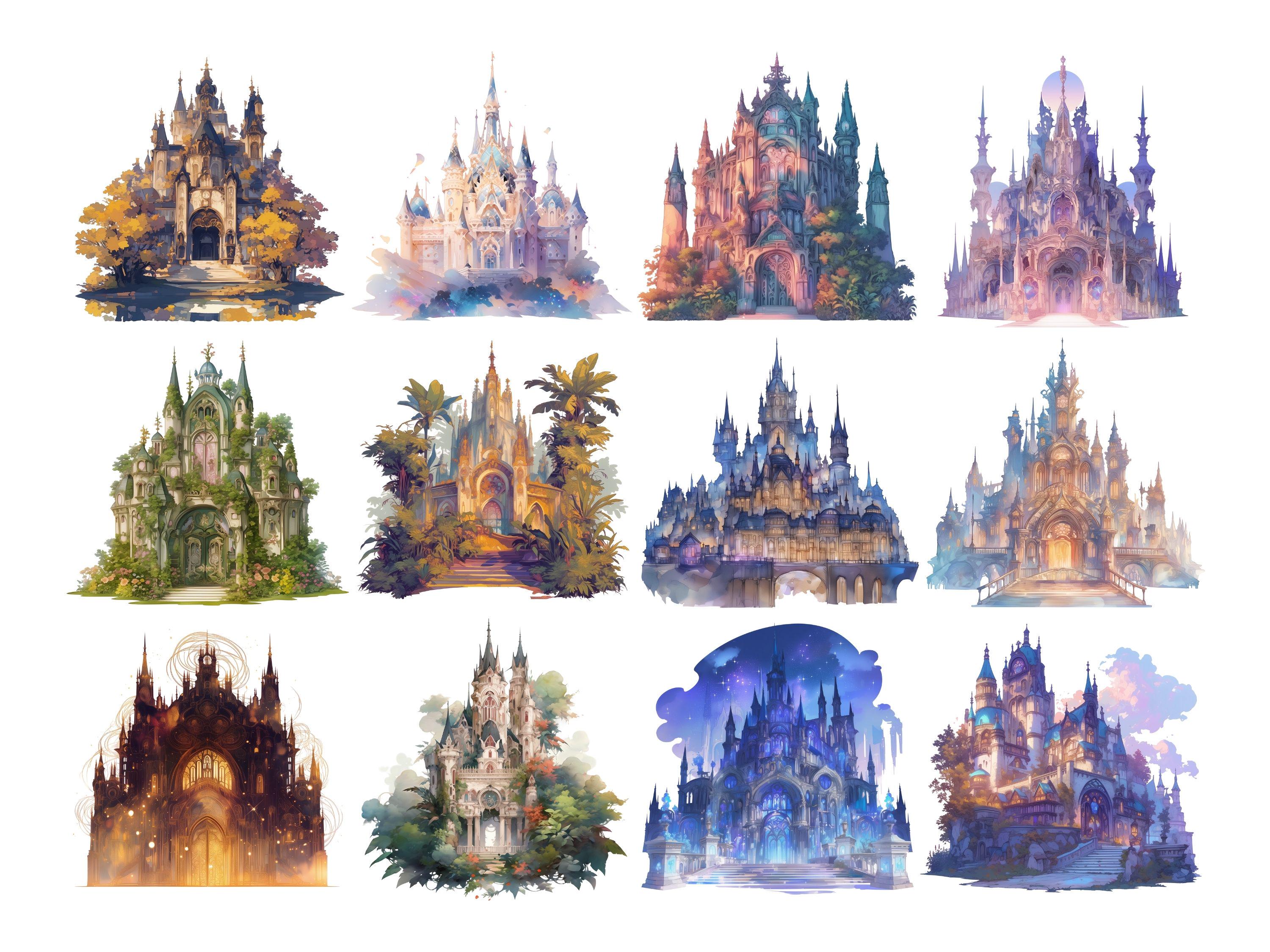 Fantasy Castle Clipart - Magical Castle Illustrations - Fairy Tale ...