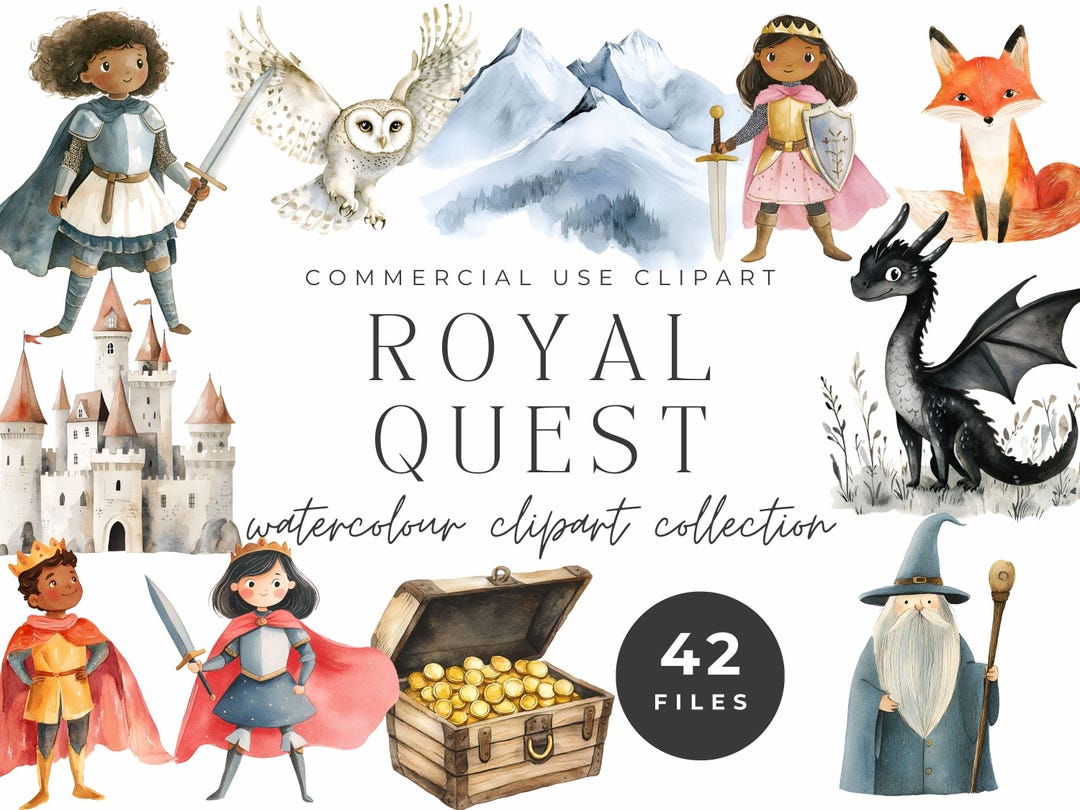 Fairy Tale Watercolor Clipart Set, Fantasy Adventure Illustrations ...