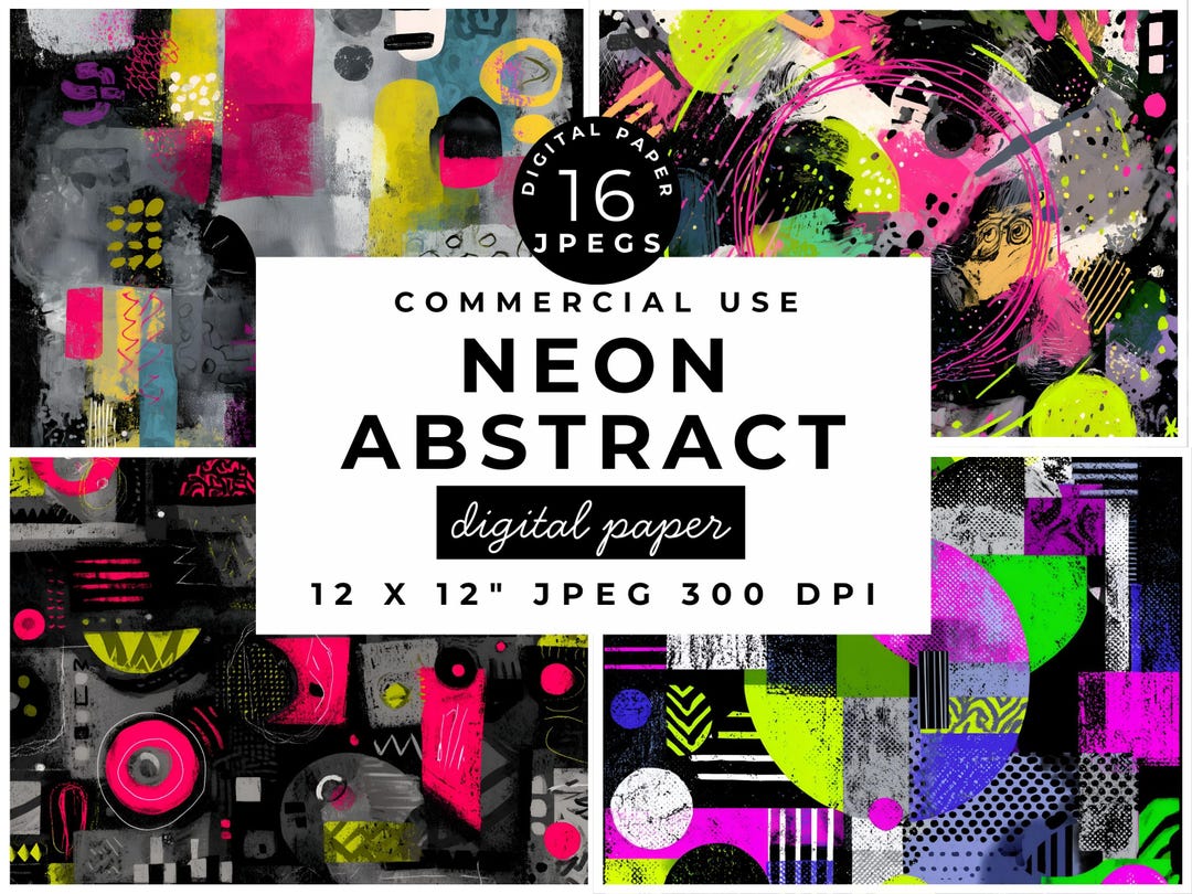 Neon Graffiti Digital Paper | Urban Art Texture Backgrounds (digital ...