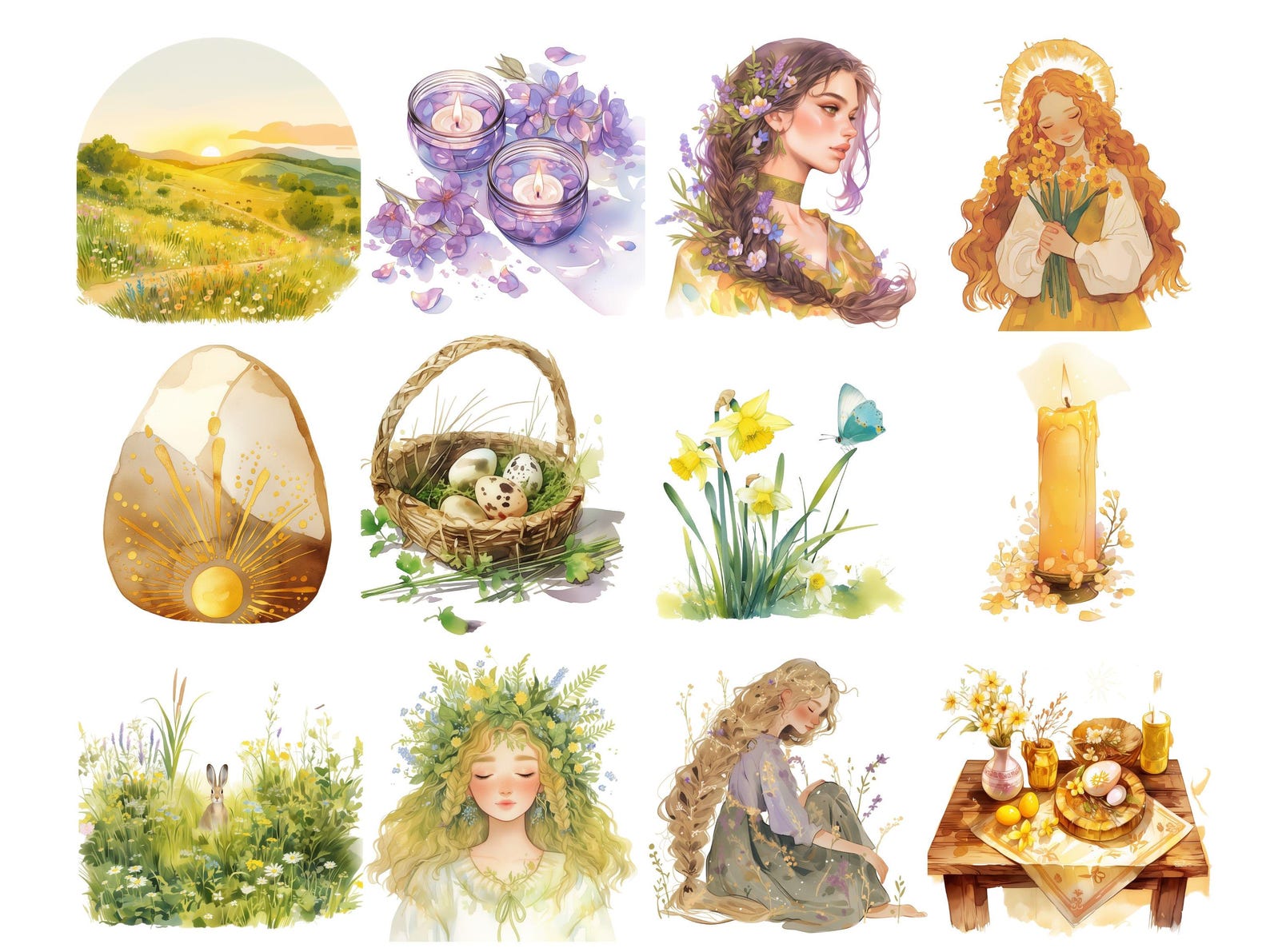 Ostara Clipart, Spring Equinox Art, Pagan Aesthetic, Floral Witchcraft ...