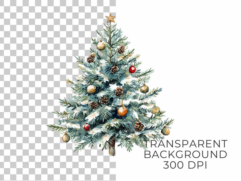 Watercolor Christmas Trees Clipart Collection | High-res PNG - Festive ...
