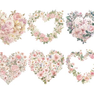 Floral Heart Clipart | Watercolor Flower Hearts for Weddings ...