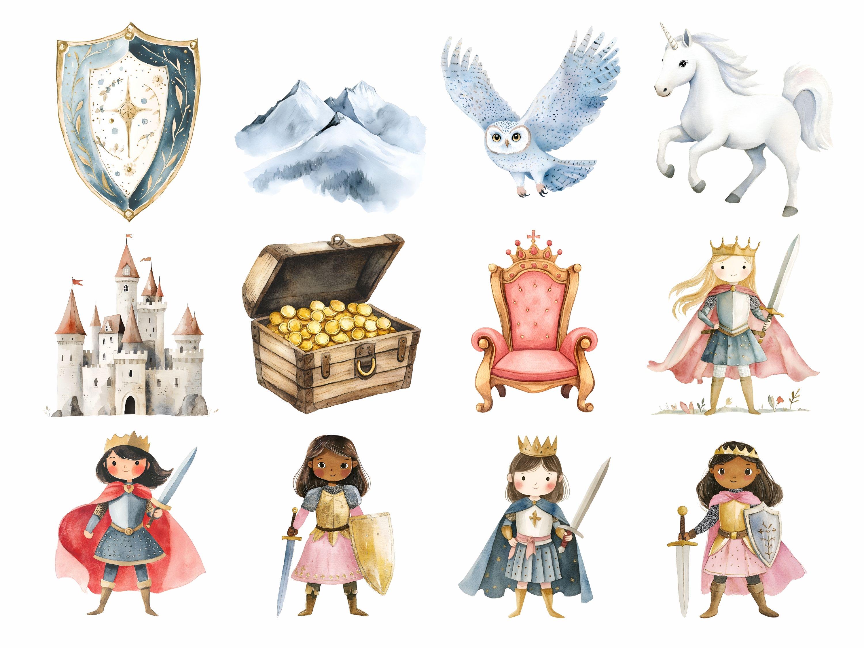 Fairy Tale Watercolor Clipart Set, Fantasy Adventure Illustrations ...