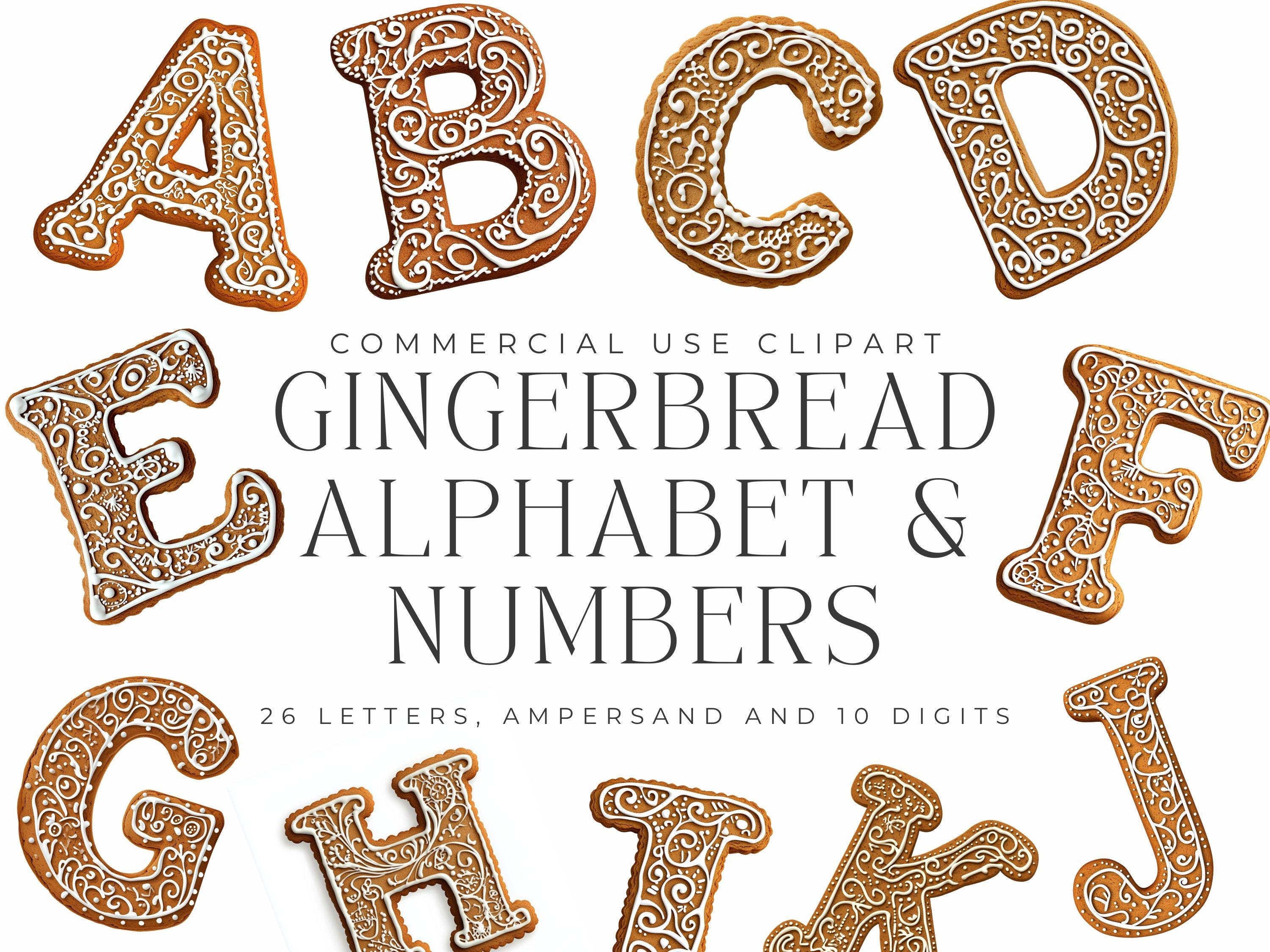 Gingerbread Alphabet Clipart, Christmas Cookie Letters & Numbers ...