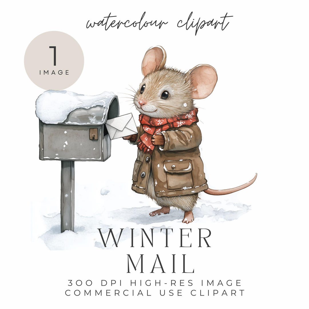 Winter Mouse Watercolor Clipart, Snowy Mailbox (digital Download) - Etsy