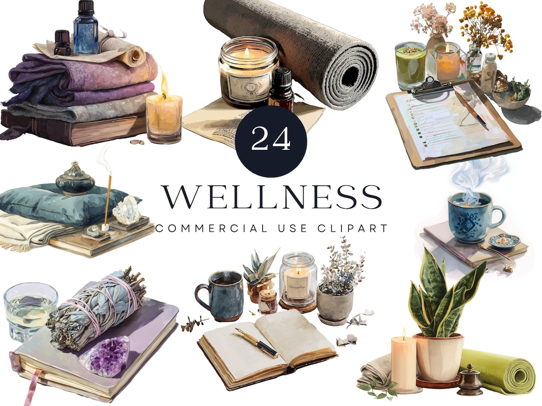 Self-care Clipart | Watercolor Wellness Scenes (digital Download ...