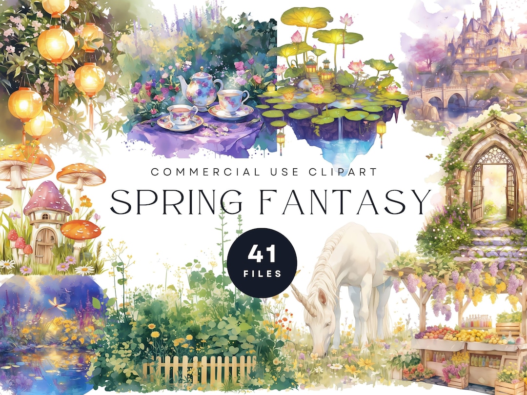 Spring Fantasy Clipart - Enchanted Forest Designs - Watercolor ...