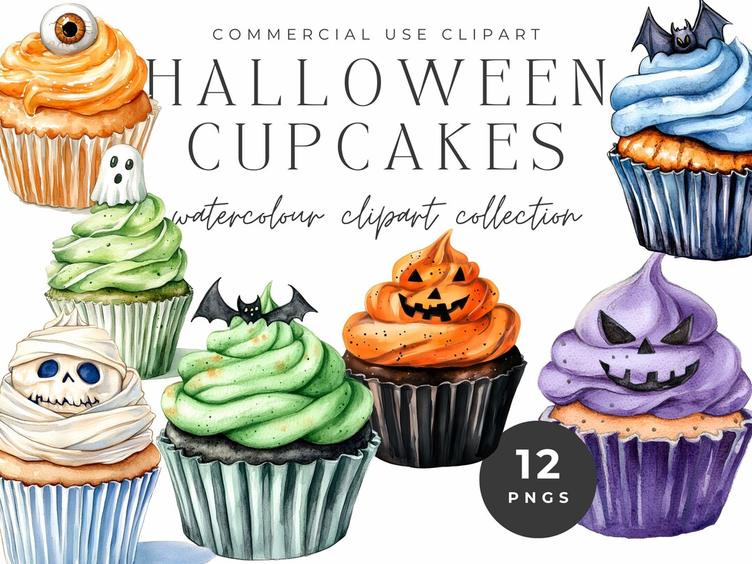 Halloween Cupcakes Clipart Collection | Spooky Sweets, Halloween Decor ...