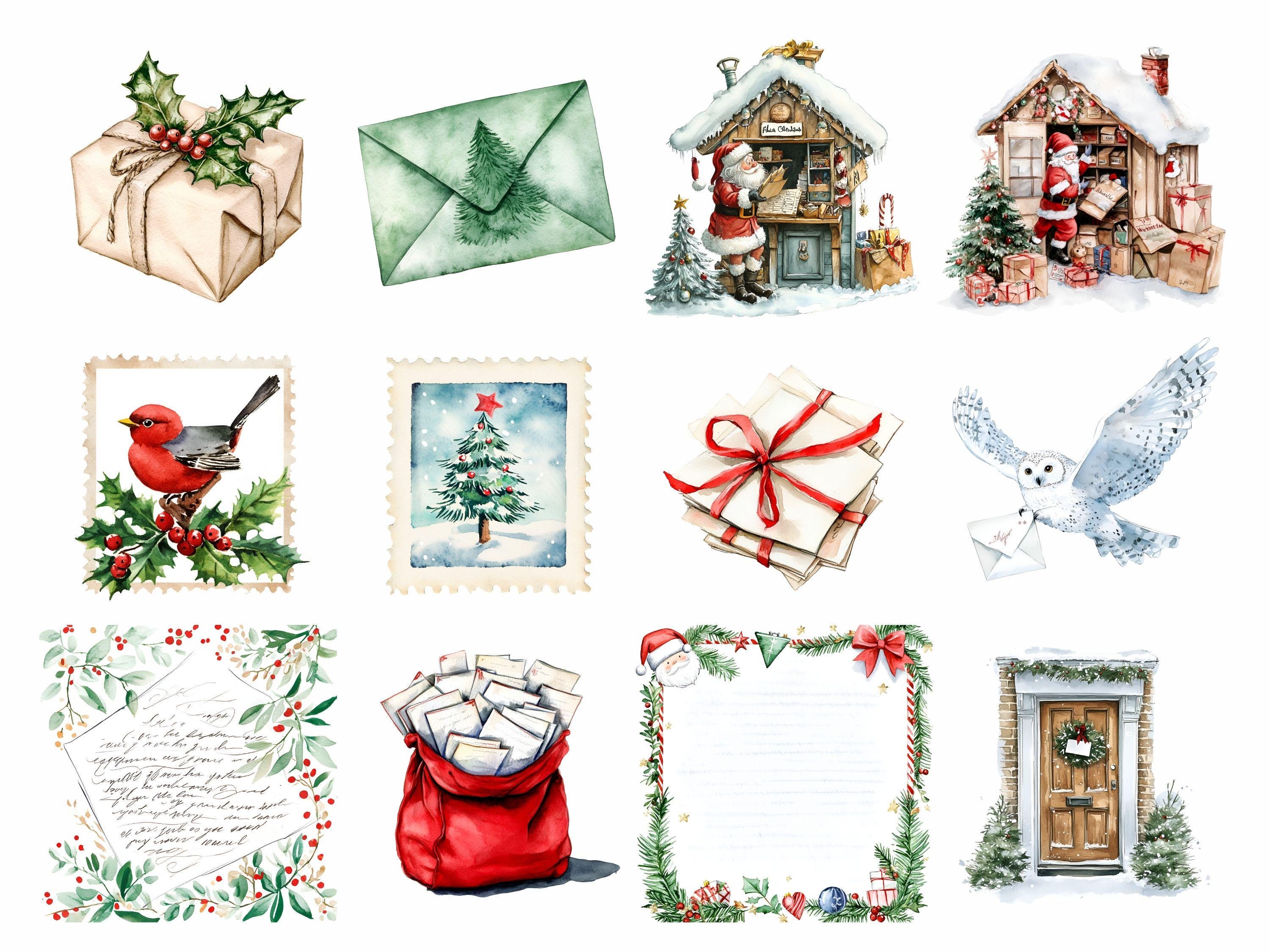 Christmas Mail Clipart - Watercolor Holiday Letter Writing, Letter to ...