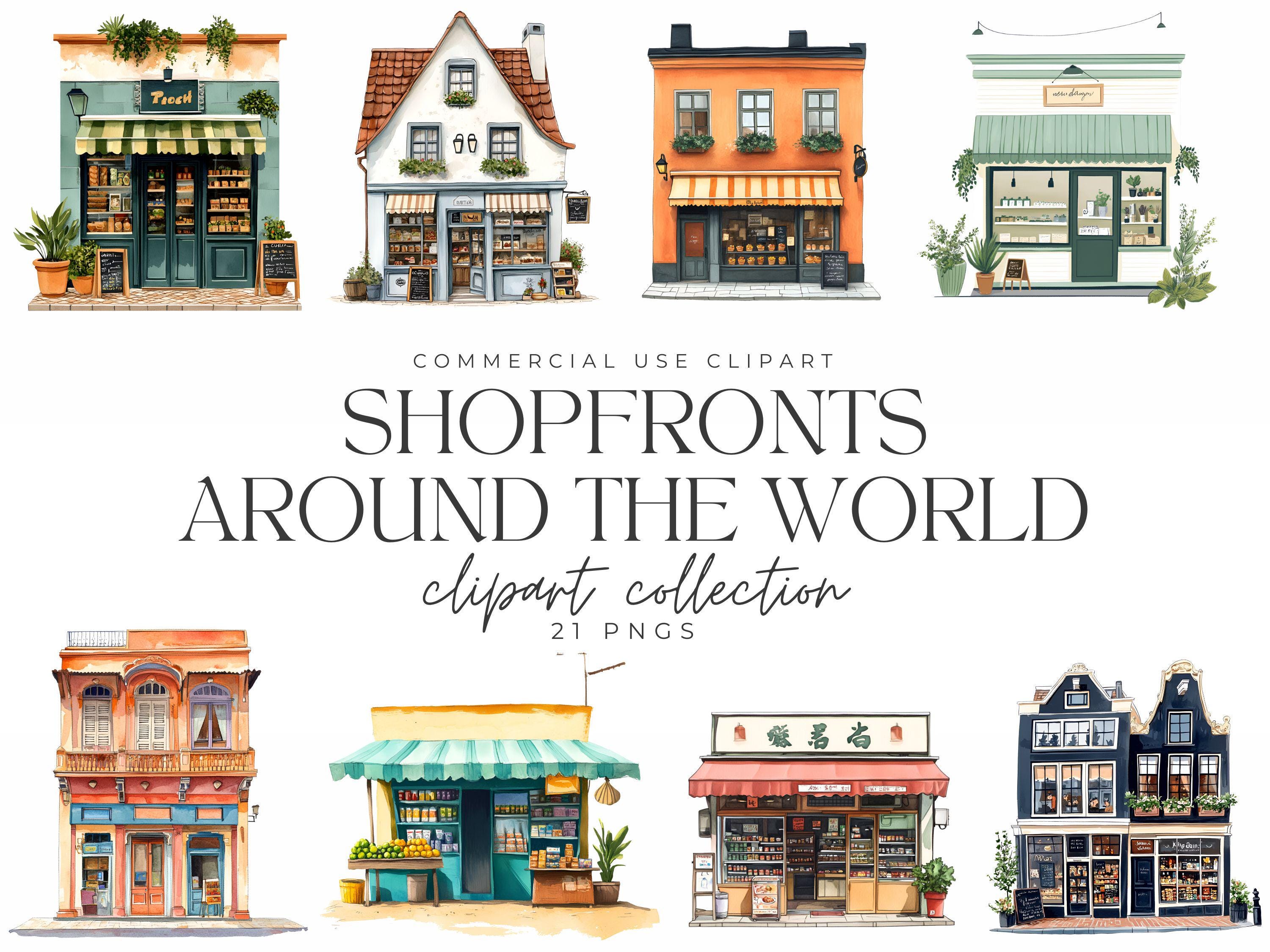 Shopfronts Around the World - Clipart Collection - Global Storefronts ...
