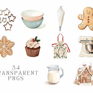 Christmas Baking Clipart Collection - Watercolor Kitchen and Bakery ...