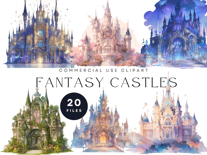 Fantasy Castle Clipart - Magical Castle Illustrations - Fairy Tale ...