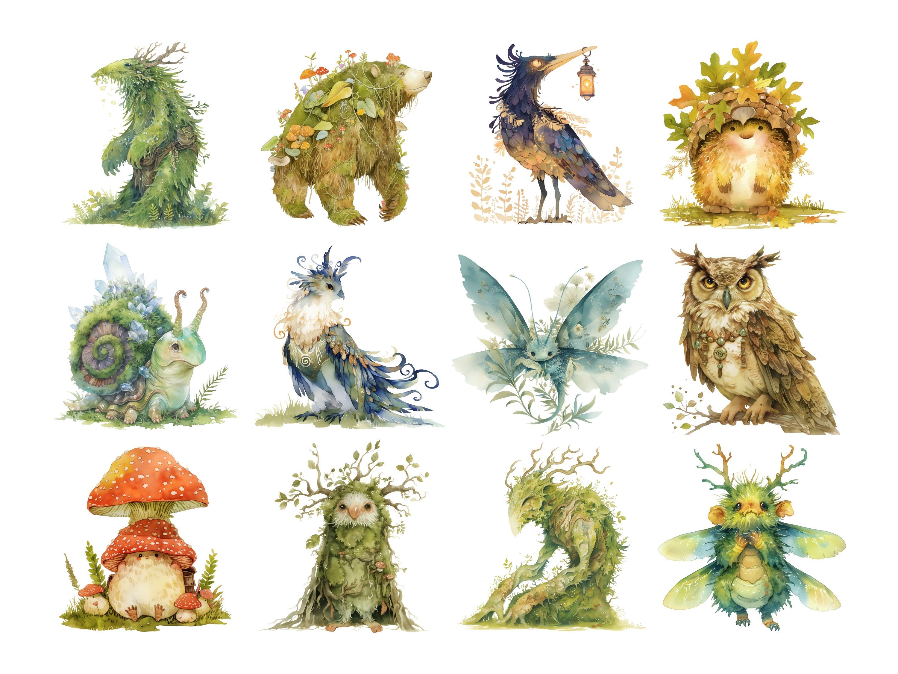 Magical Forest Creatures Clipart, Fantasy Animal Graphics, Woodland ...