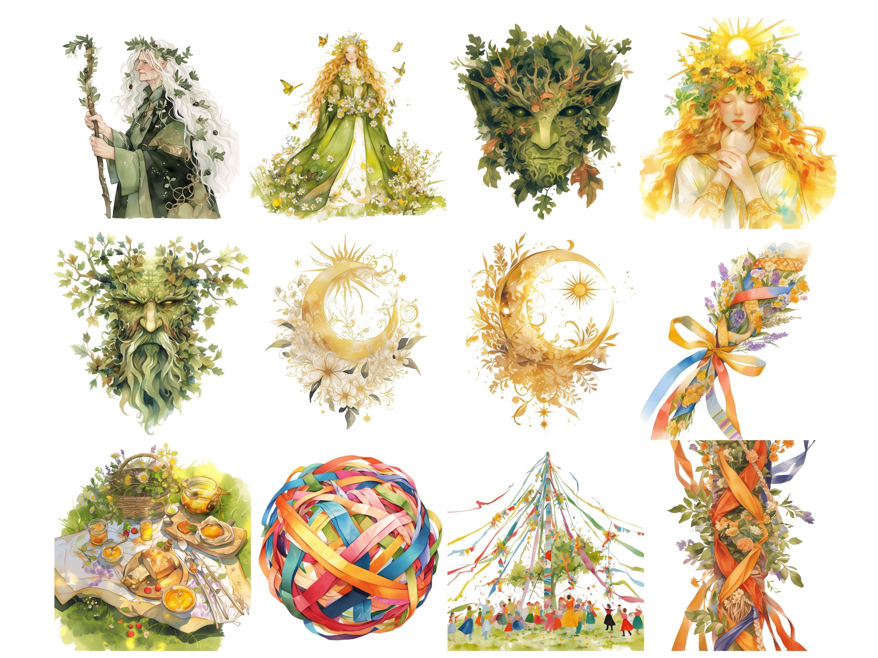 Beltane Clipart, Digital Art, Pagan Holiday, Celtic Wheel of the Year ...
