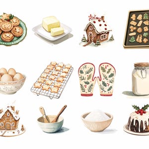 Christmas Baking Clipart Collection - Watercolor Kitchen and Bakery ...