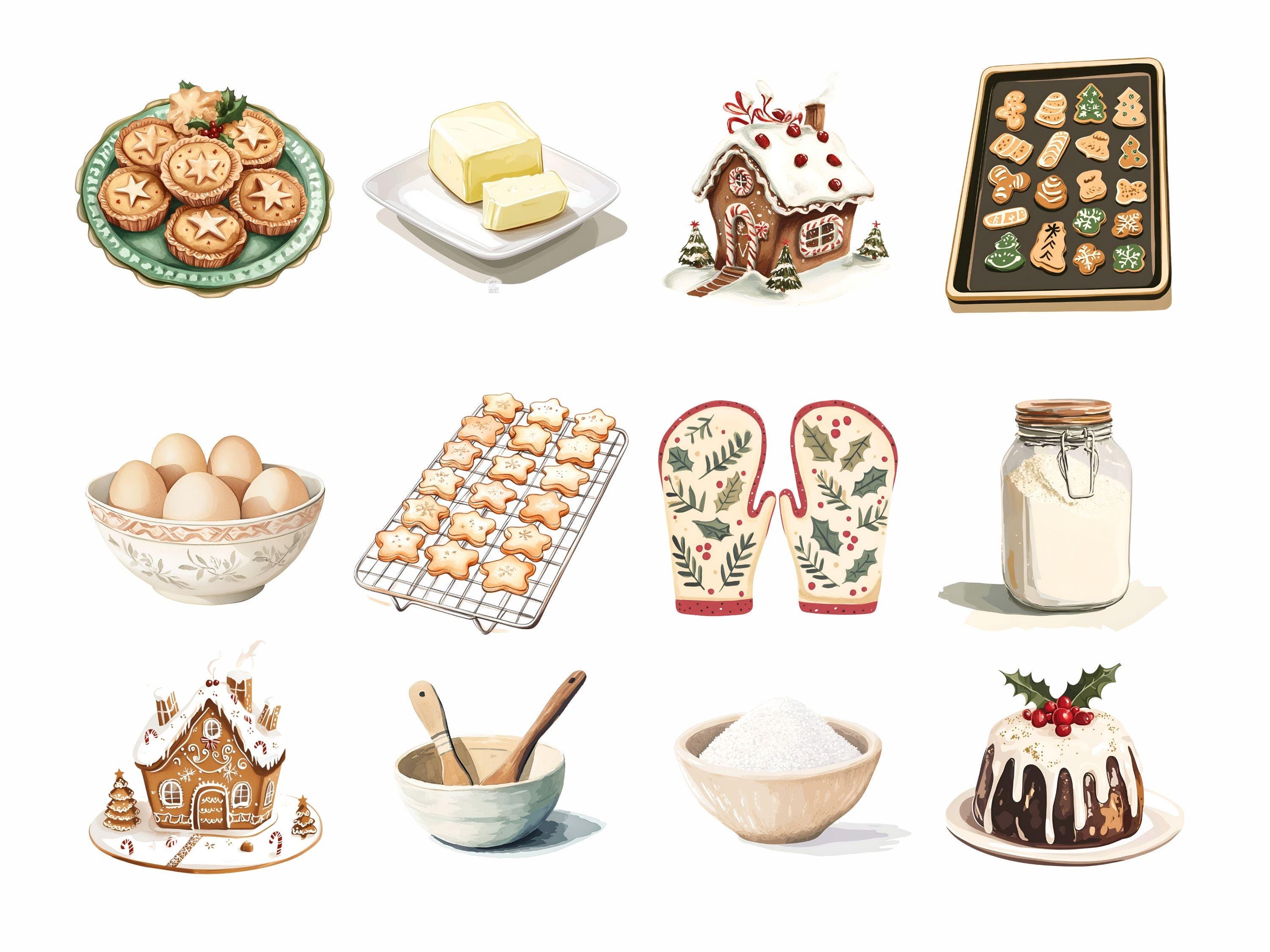 Christmas Baking Clipart Collection - Watercolor Kitchen and Bakery ...