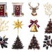 Luxe Christmas Clipart Set, Burgundy and Gold Holiday Graphics, Fashion ...
