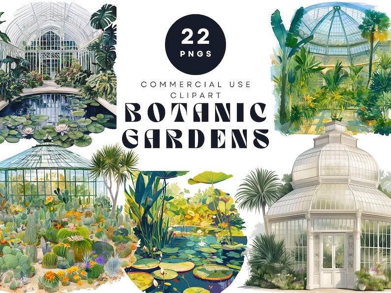 Botanic Garden Clipart Bundle – Greenhouse & Glasshouse Pngs, Kew ...