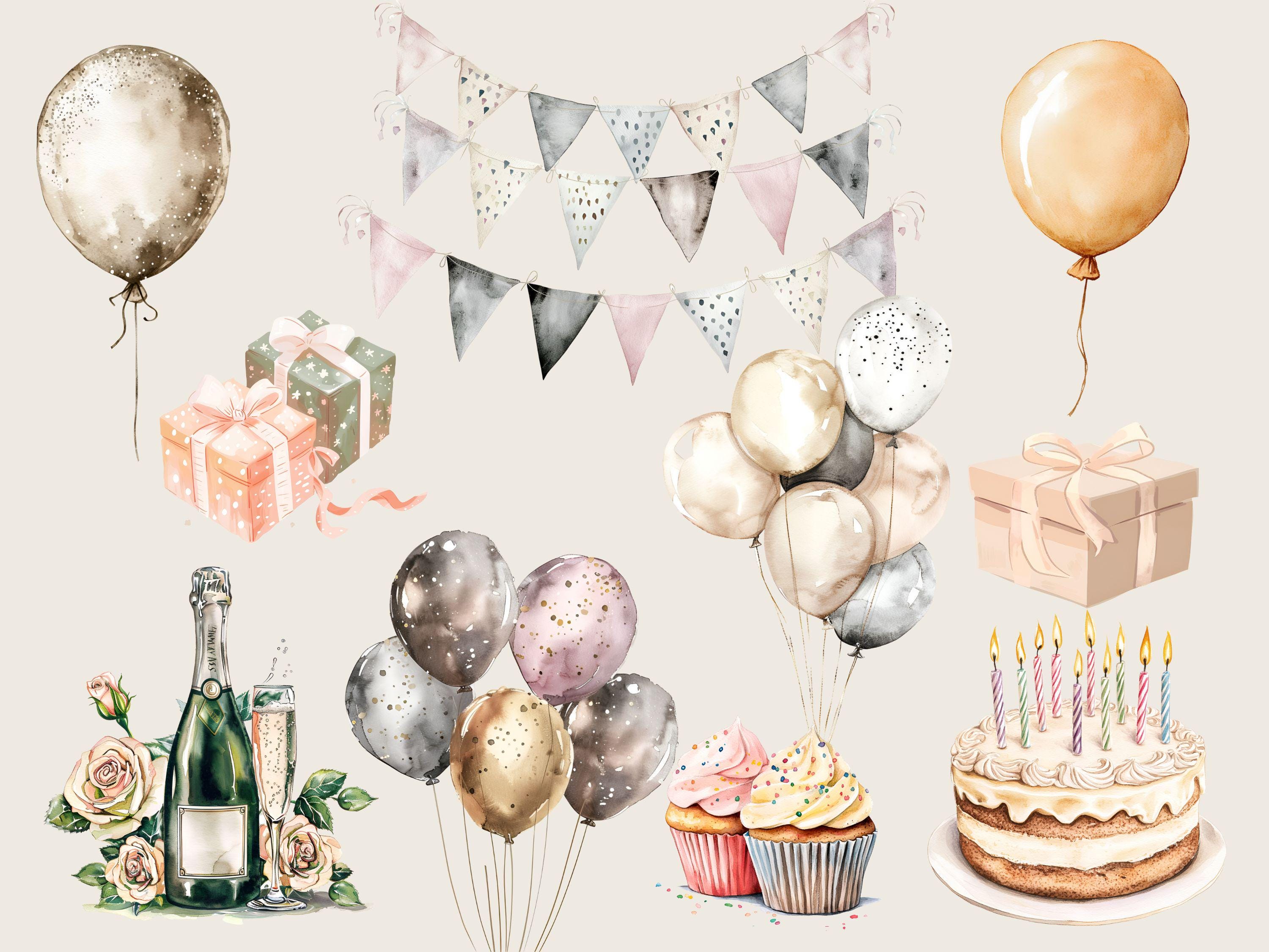 Boho Birthday Clipart Collection | High-res PNG - Bohemian Party Decor ...