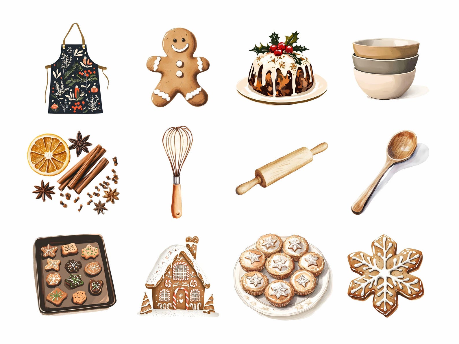 Christmas Baking Clipart Collection - Watercolor Kitchen and Bakery ...