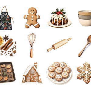 Christmas Baking Clipart Collection - Watercolor Kitchen and Bakery ...