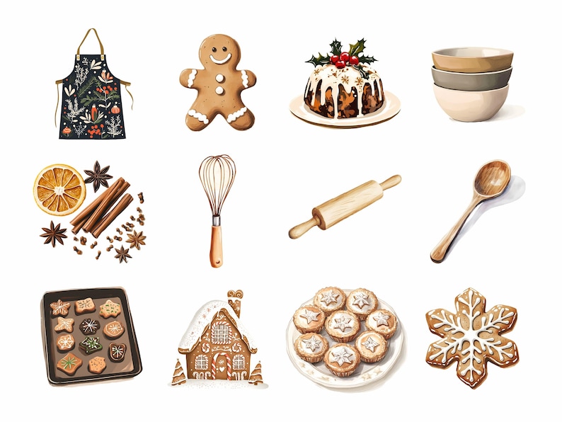 Christmas Baking Clipart Collection - Watercolor Kitchen and Bakery ...