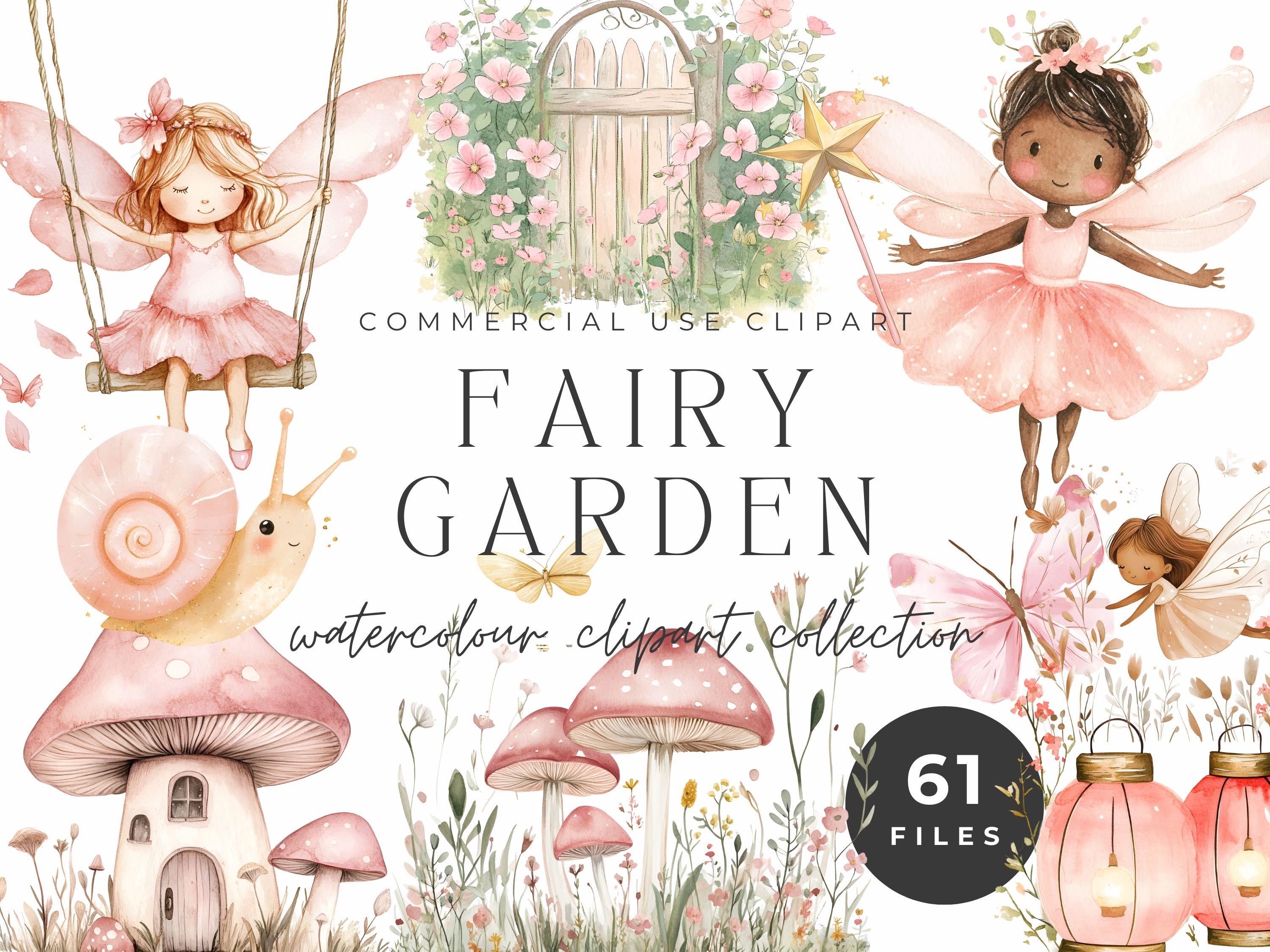 Fairy Garden Watercolor Clipart Collection - Fairies, Mushrooms ...