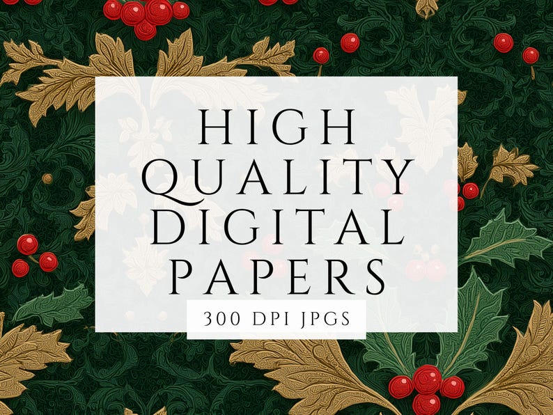 Christmas Damask Digital Paper | Seamless Holiday Pattern Backgrounds ...