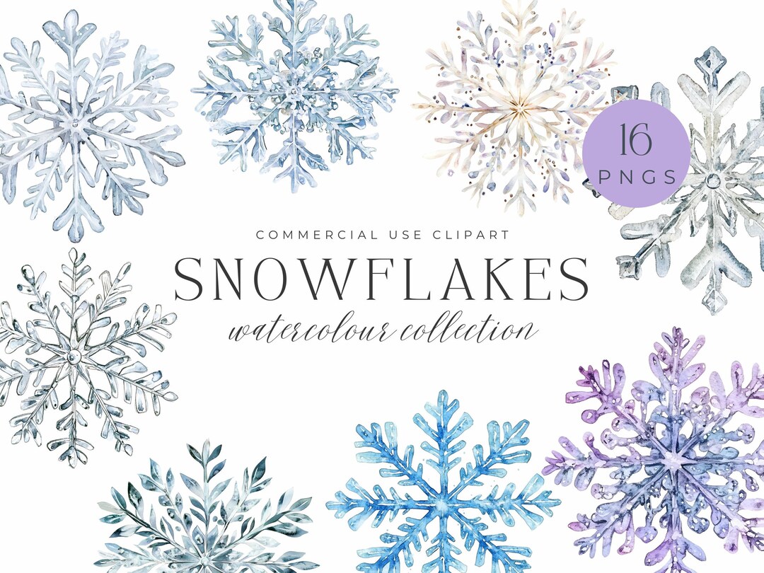 Watercolor Snowflakes Clipart Collection - Winter Illustrations ...