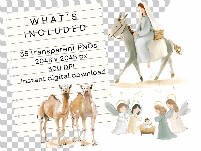 Watercolor Nativity Clipart | Holy Family, Christmas Scene (digital ...