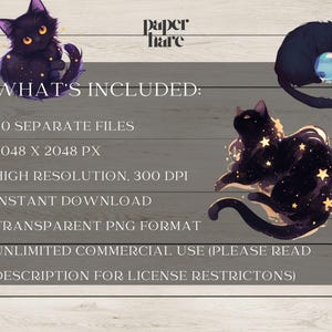Magical Galaxy Black Cat Clipart Bundle, Celestial Cat Illustrations ...
