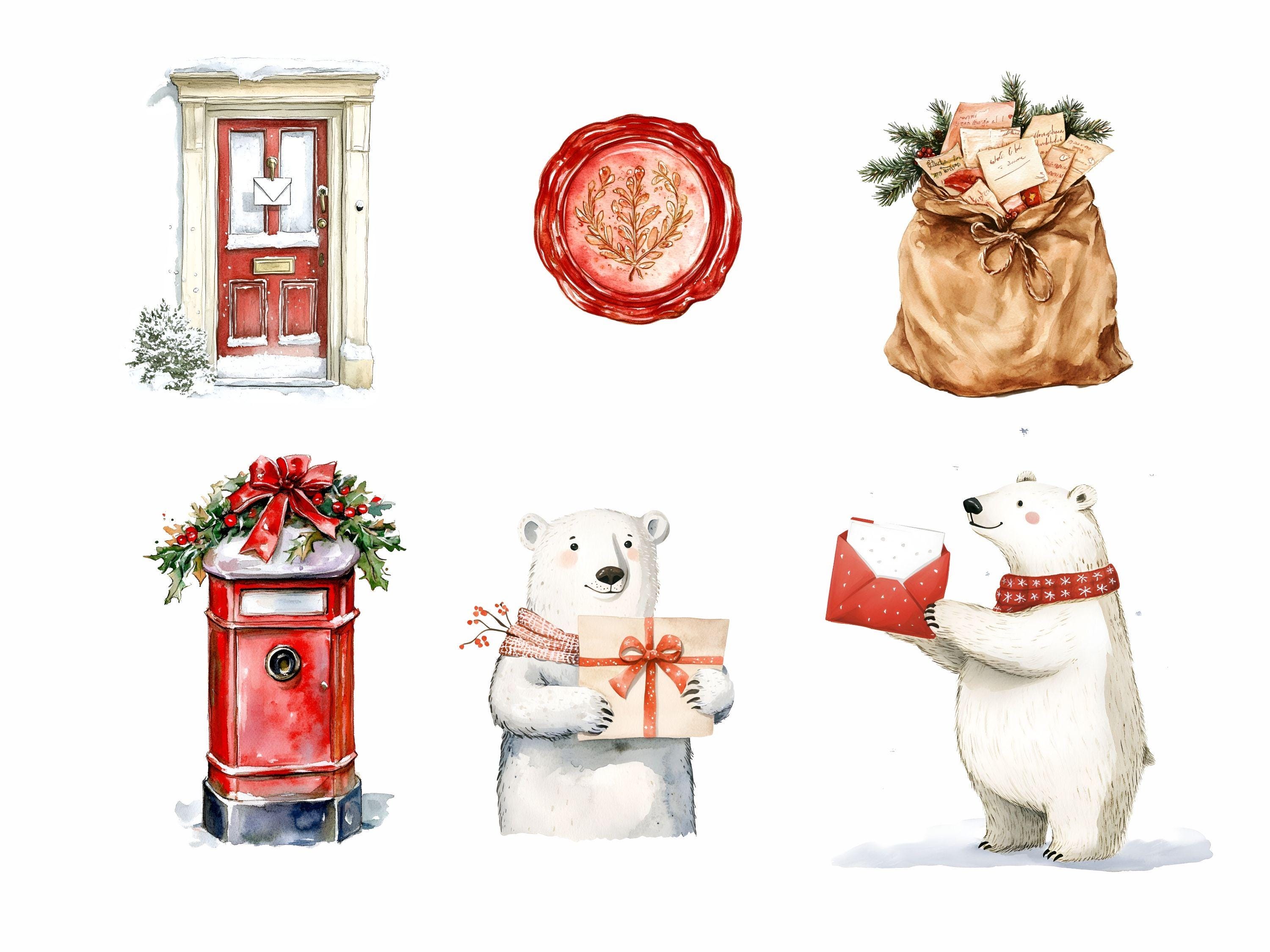 Christmas Mail Clipart - Watercolor Holiday Letter Writing, Letter to ...