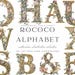 Rococo Floral Alphabet Clipart – Ornate Watercolor Letters, PNG Set for ...