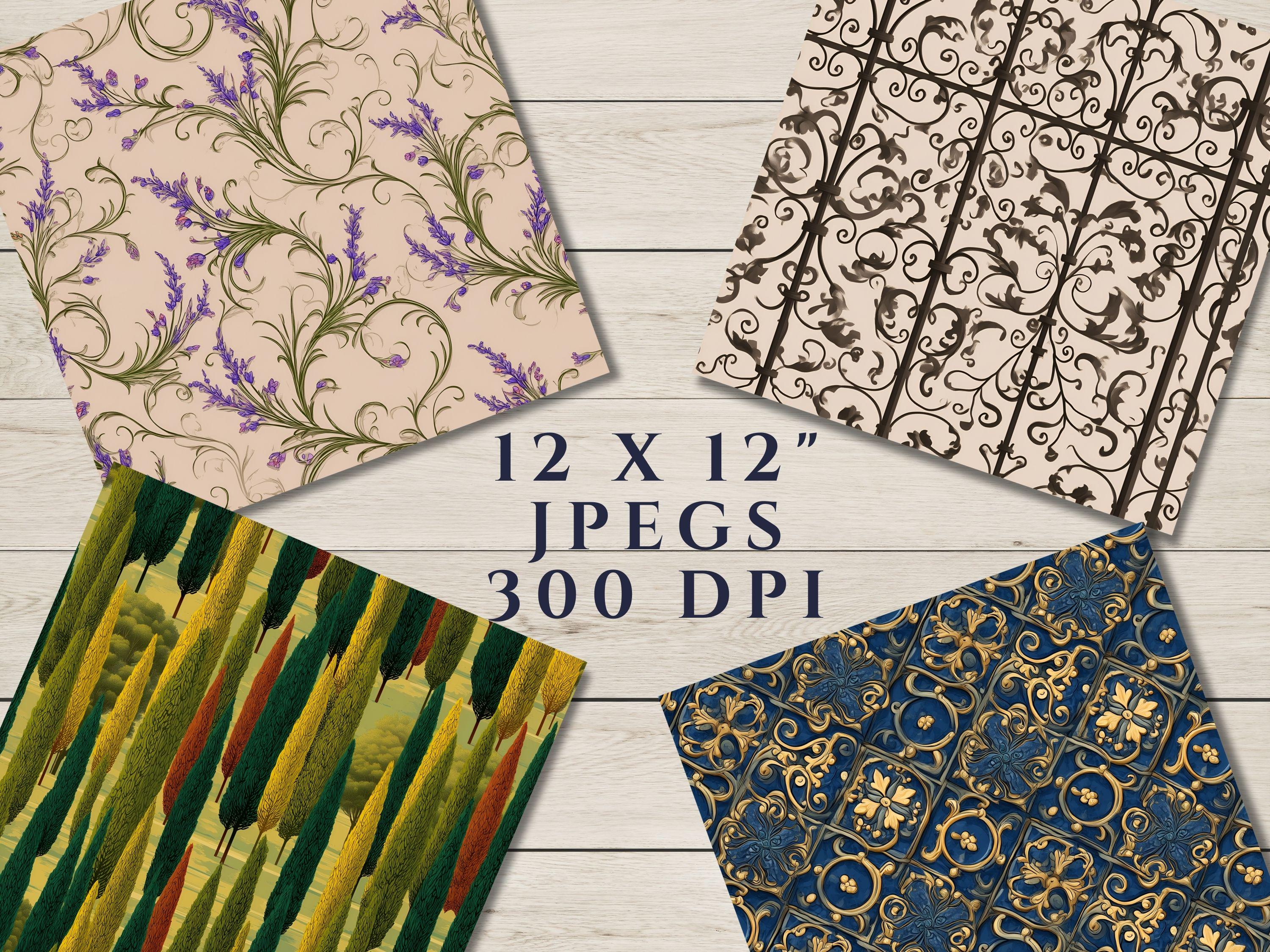 Tuscany Digital Paper, Seamless Italian Tile Patterns, Olive Lemon ...