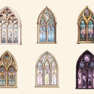 Gothic Stained Glass Clipart Bundle – Vintage Windows, Church and ...