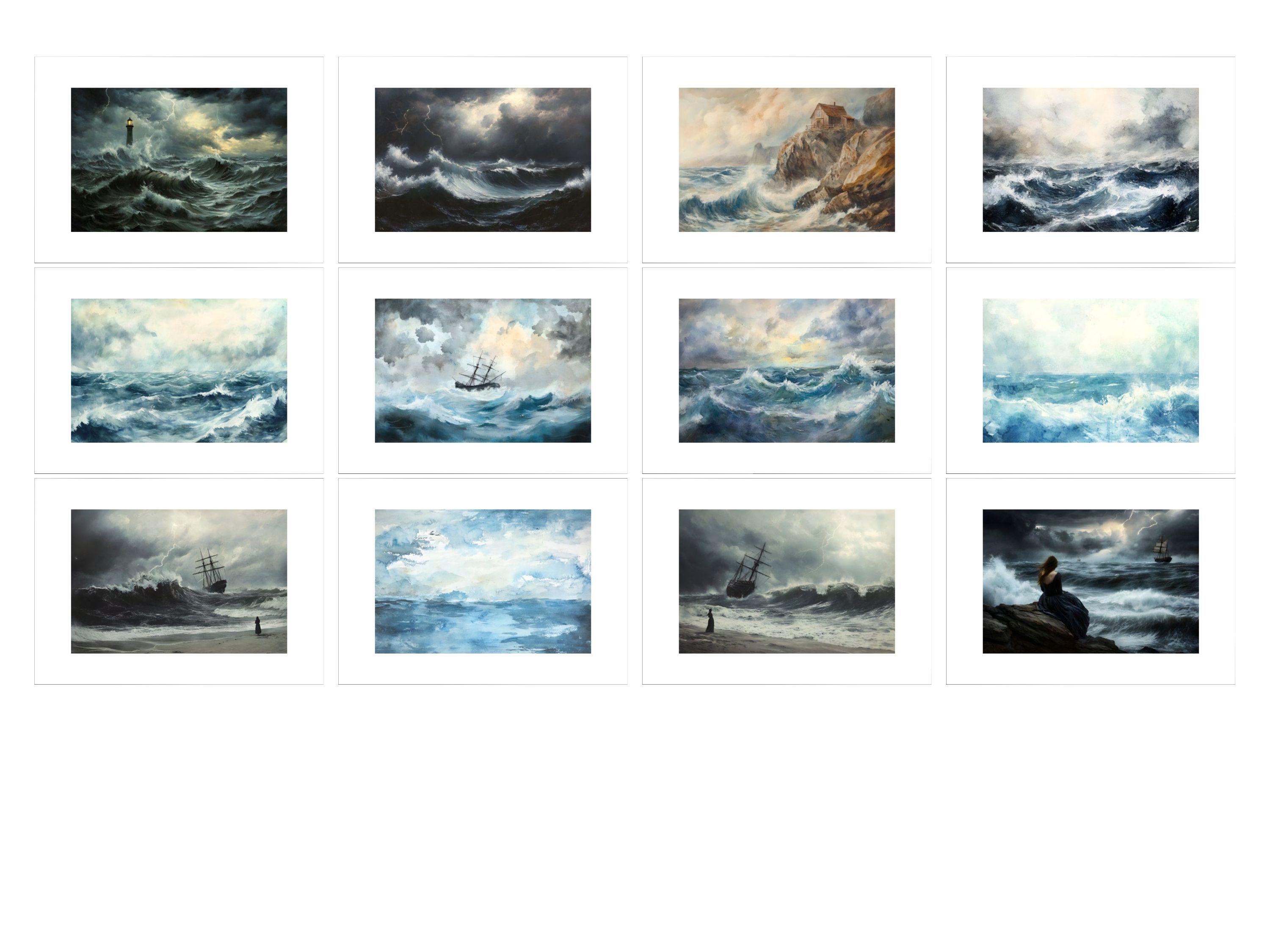 Stormy Seascapes Background - Vintage Sea Digital Papers - Nautical ...