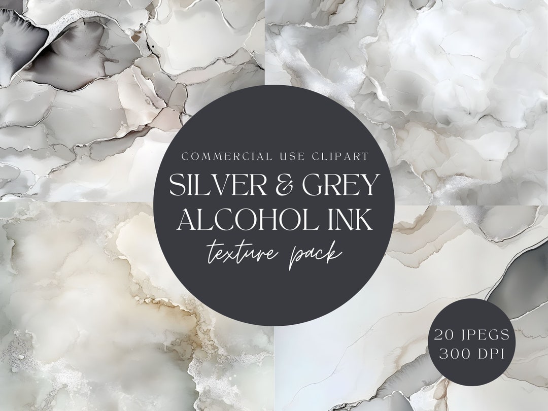 Silver and Grey Alcohol Ink Texture Pack - Digital Paper - Alcohol Ink ...