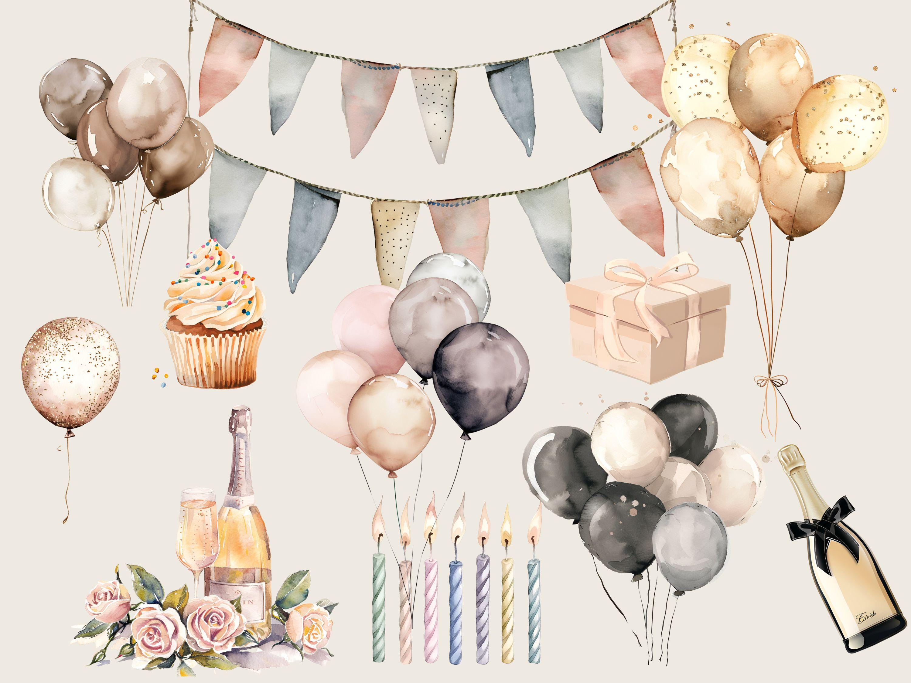 Boho Birthday Clipart Collection | High-res PNG - Bohemian Party Decor ...