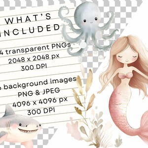 Under the Sea Watercolor Clipart Collection | Mermaid & Ocean Animals ...